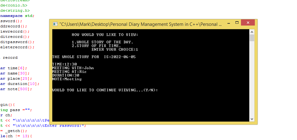 Personal Diary Management System In C Free Source Code Sourcecodester